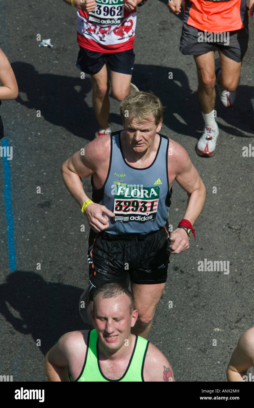 Celebrity Chef Gordon Ramsay running the London Marathon Stock Photo ...