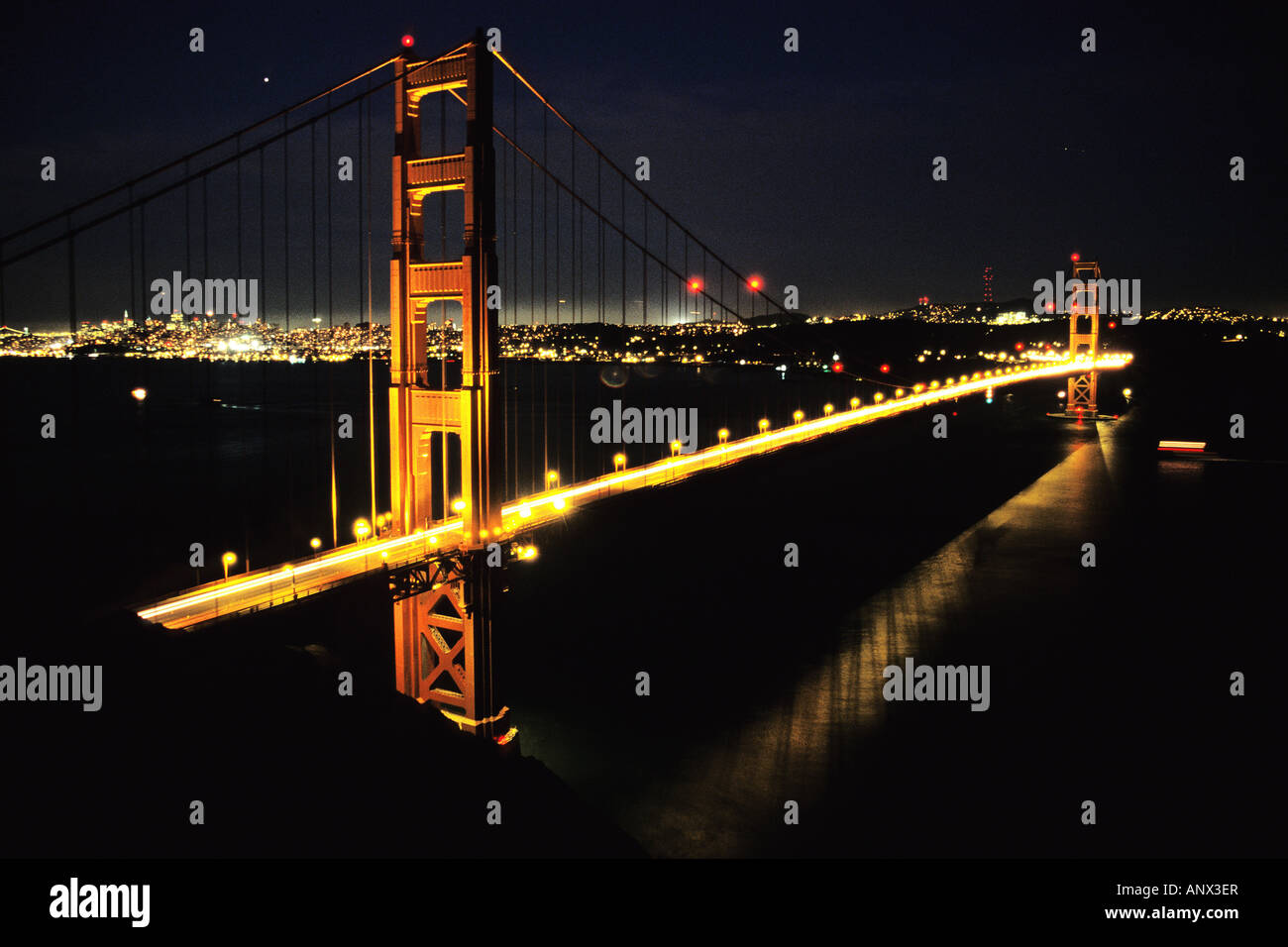 Golden Gate Bridge, night shot, USA, California, San Francisco Stock ...