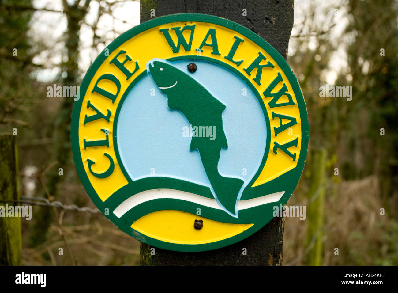 Sign and logo for the Clyde Walkway a path along the River Clyde from ...