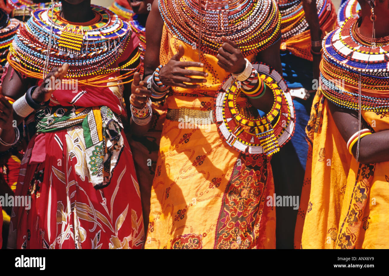 Samburu women dancers, cousins of the Masai, Samburu National Reserve ...