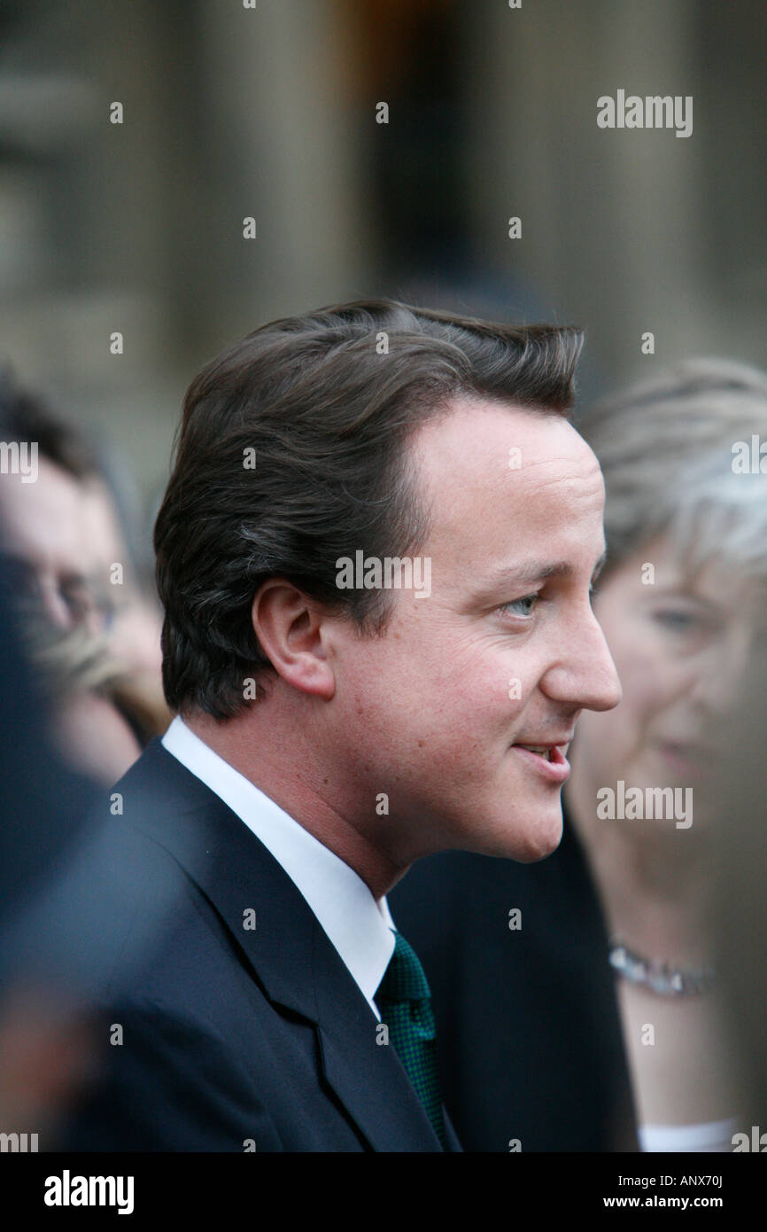 David camera talking to reporters at the conservative party leadership ...