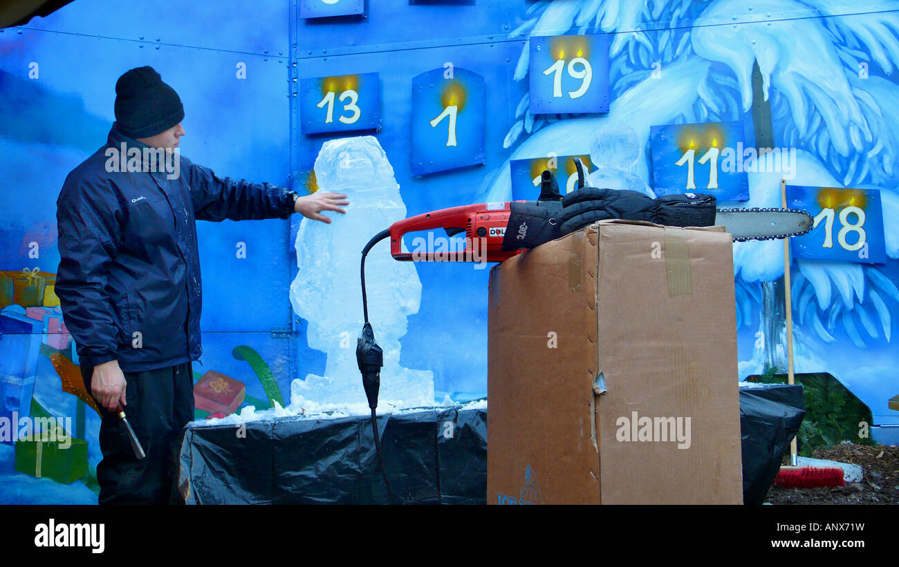 artist testing an ice block Stock Photo - Alamy