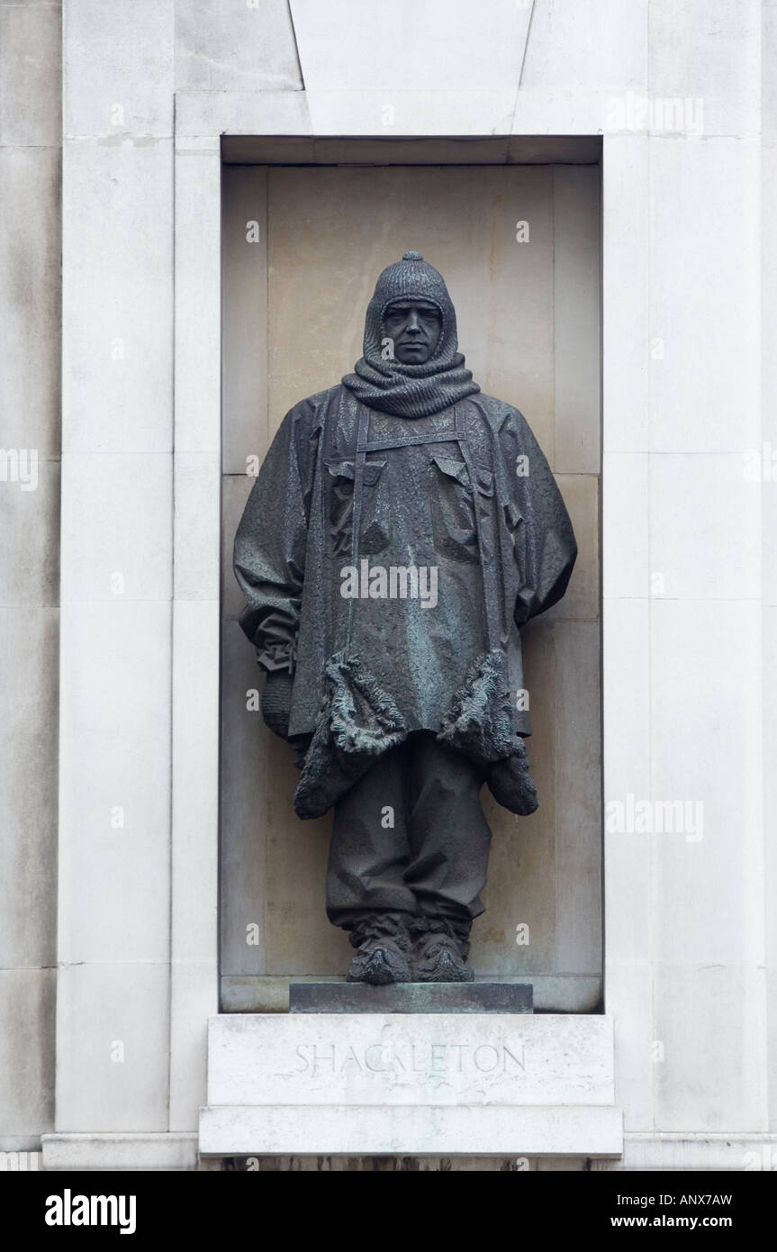 Statue of Ernest Shackleton on the outside of the Royal Geographical ...