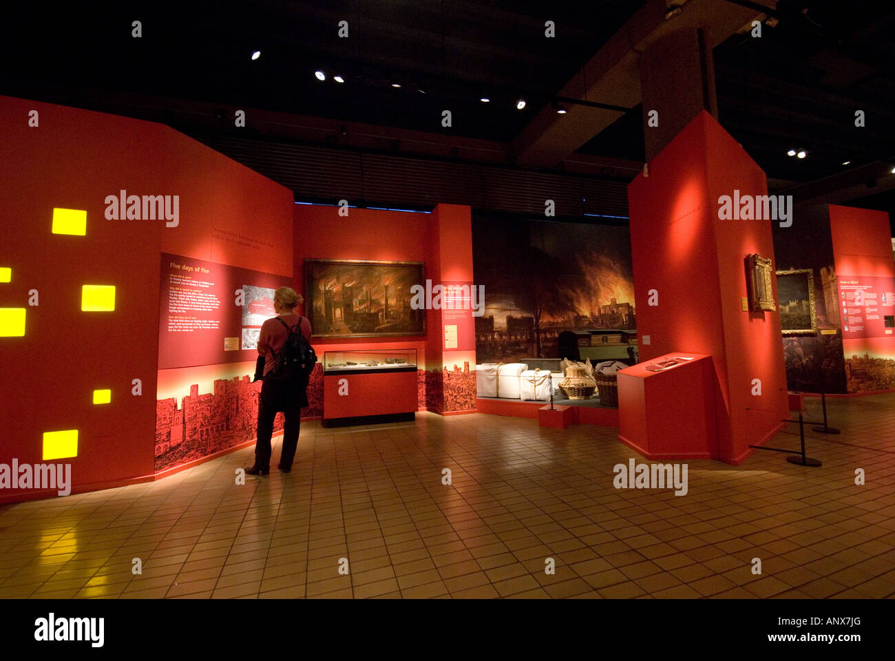 museum of london woman a red room - london fire Stock Photo - Alamy