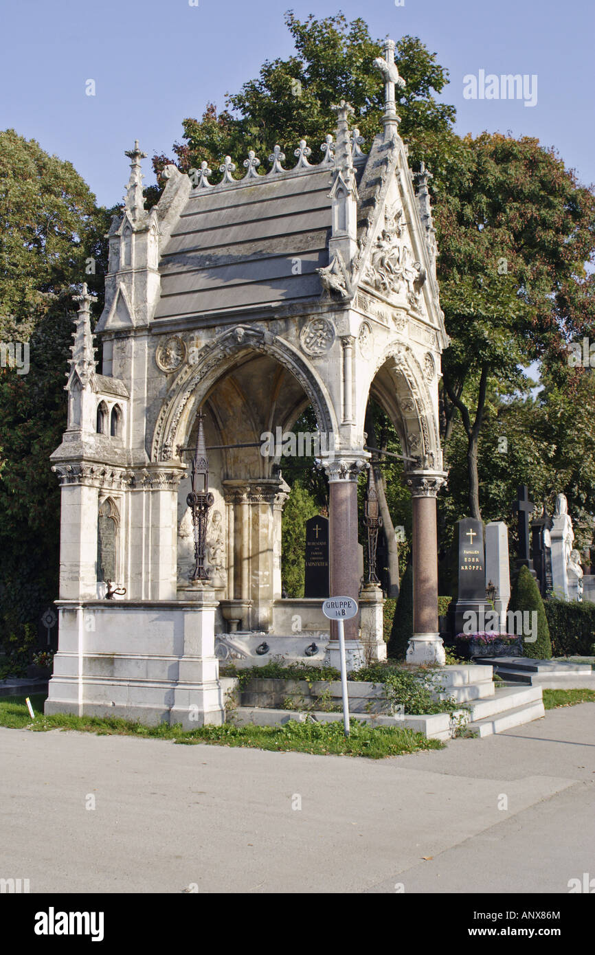 tomb with columns architecture at central cemetery, Austria, Vienna ...