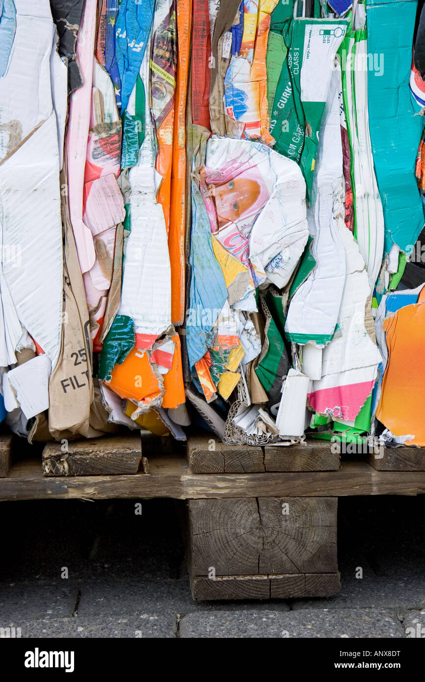 Pressed cartons for recycling Stock Photo - Alamy