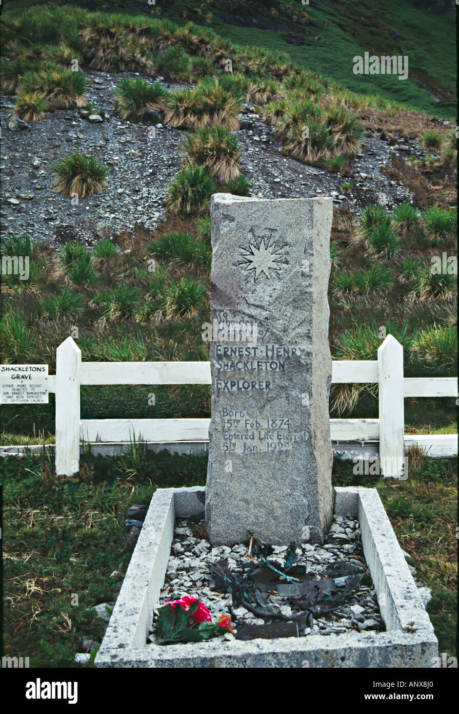 Shackleton's grave, Grytviken Stock Photo - Alamy