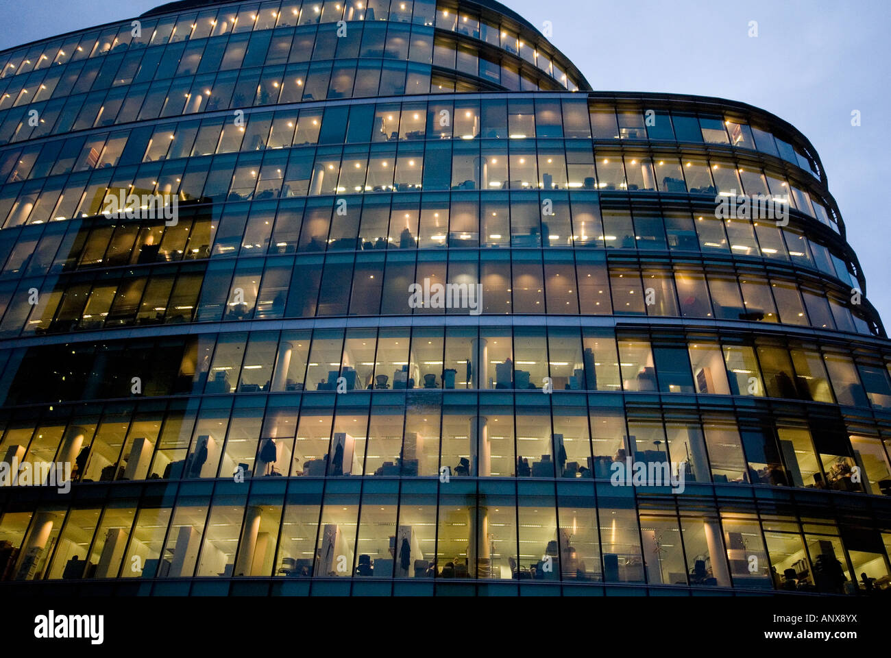 London Offices illuminated in the night UK England Stock Photo - Alamy