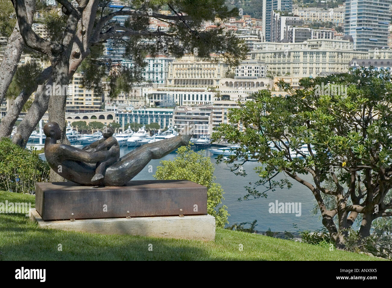 A horizontal picture showing a sculpture in one of the Gardens of Monte ...