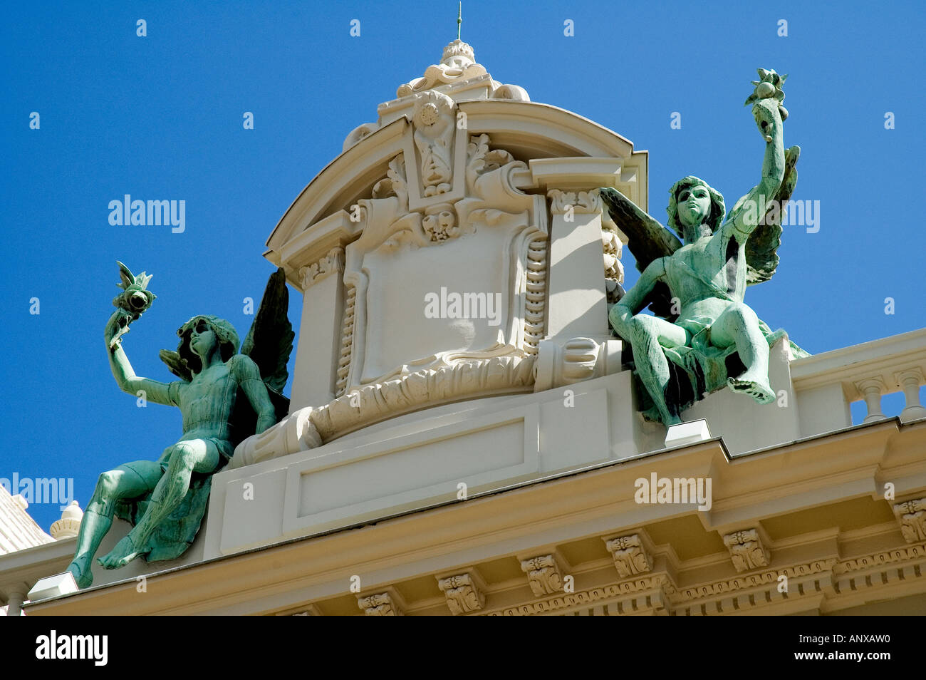 A horizontal picture of details of the roof of the Casino in Monte ...