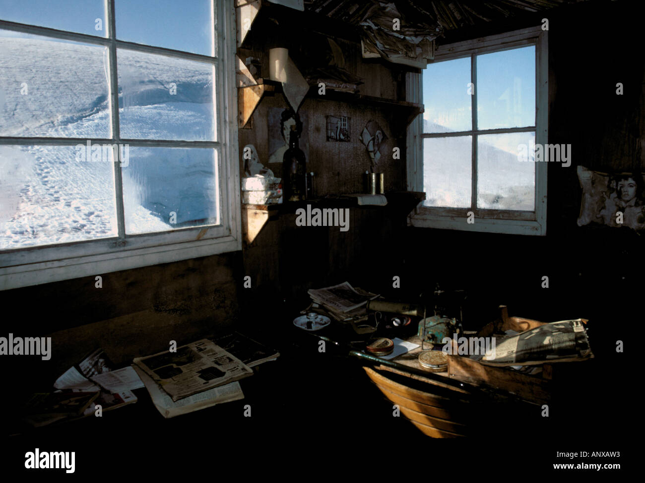 Antarctica. View from inside hut at Postal Point Stock Photo - Alamy