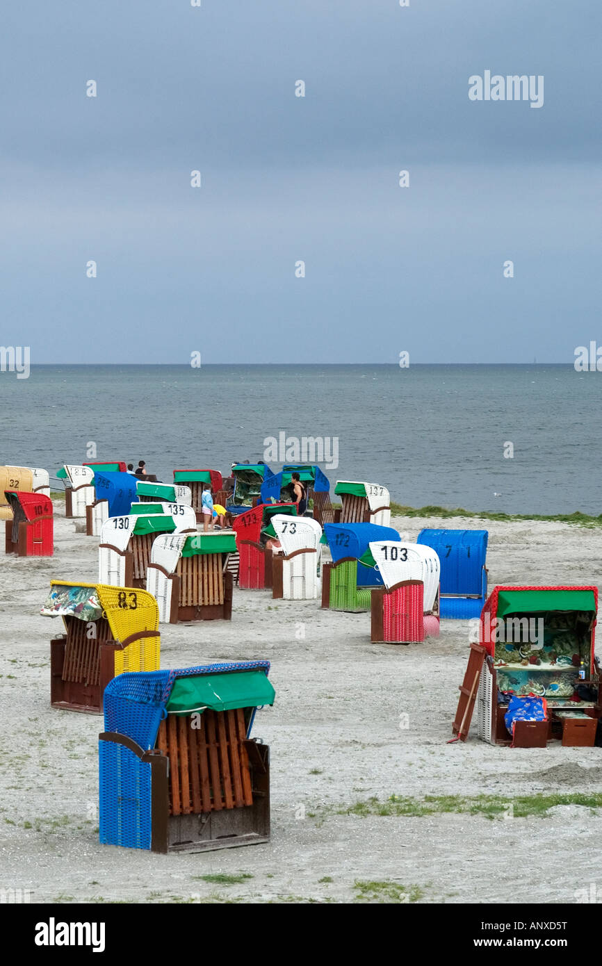 Wicker chairs German coast Stock Photo - Alamy