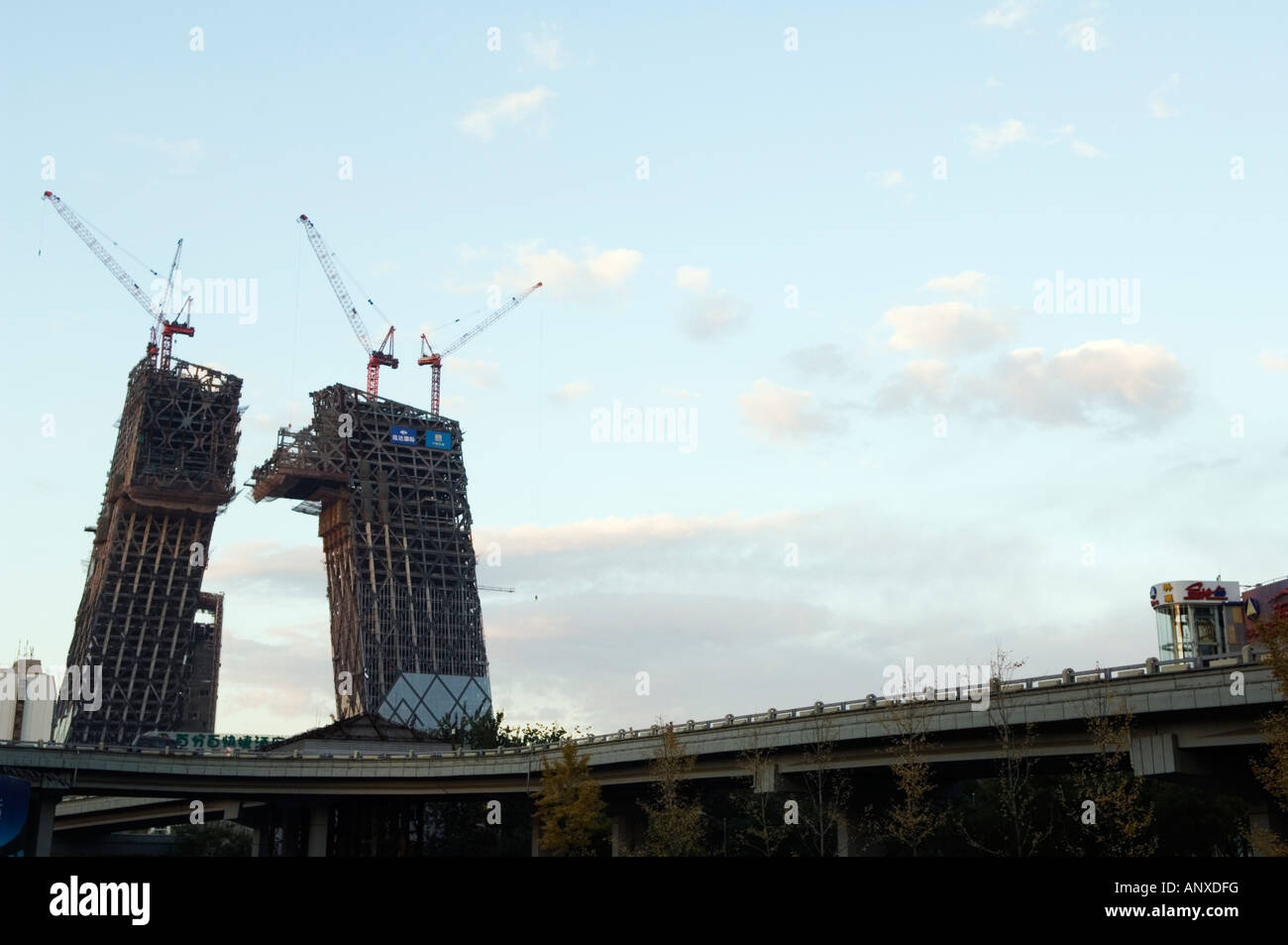 partly contructed shell of the new CCTV tower building Guomao area ...