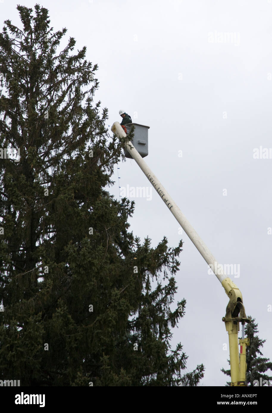 Man in a cherry picker hi-res stock photography and images - Alamy