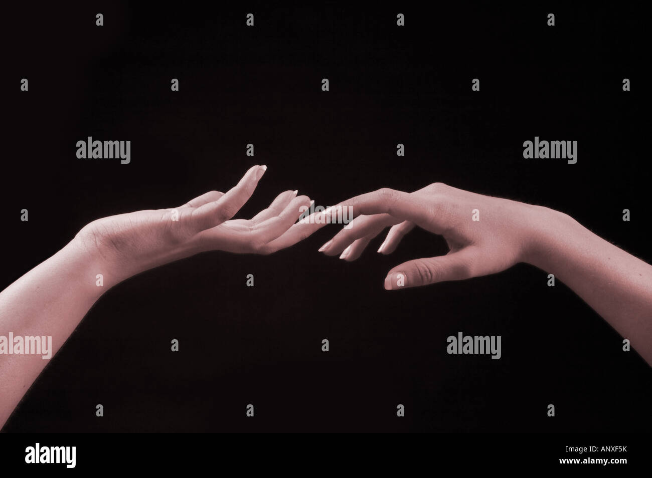 Two elegant hands with polished nails touching Stock Photo - Alamy