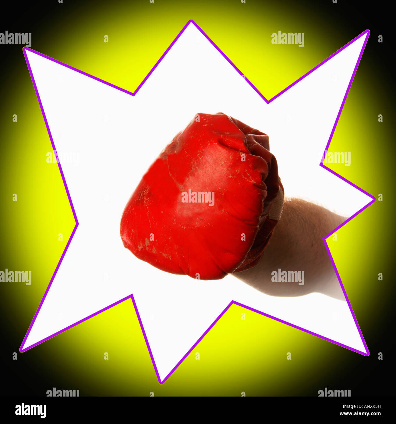 Boxing glove punch, Pow Stock Photo - Alamy