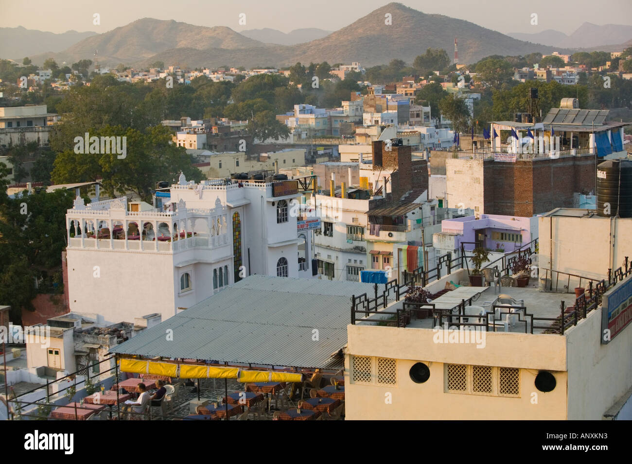INDIA, Rajasthan, Udaipur: Udaipur View from Rooftop Cafe Stock Photo ...