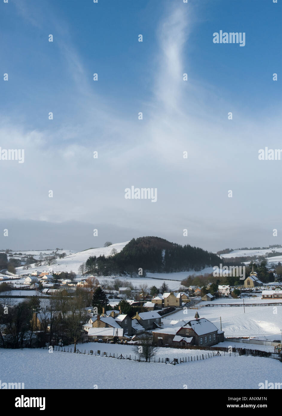 View in winter towards Gladestry in Powys, Wales Stock Photo - Alamy