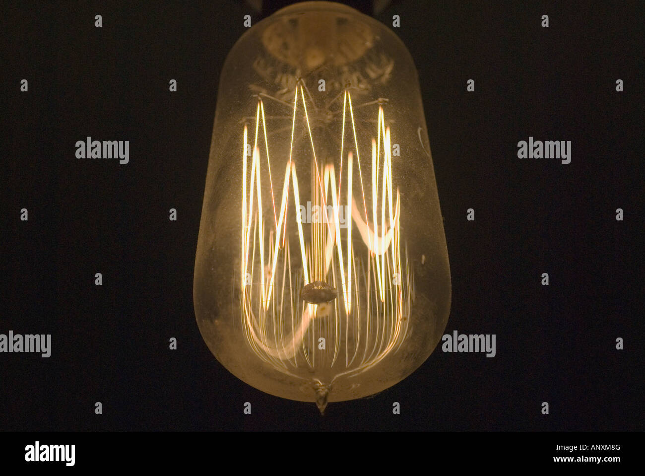 Nostalgic light bulb with glowing filament Stock Photo - Alamy