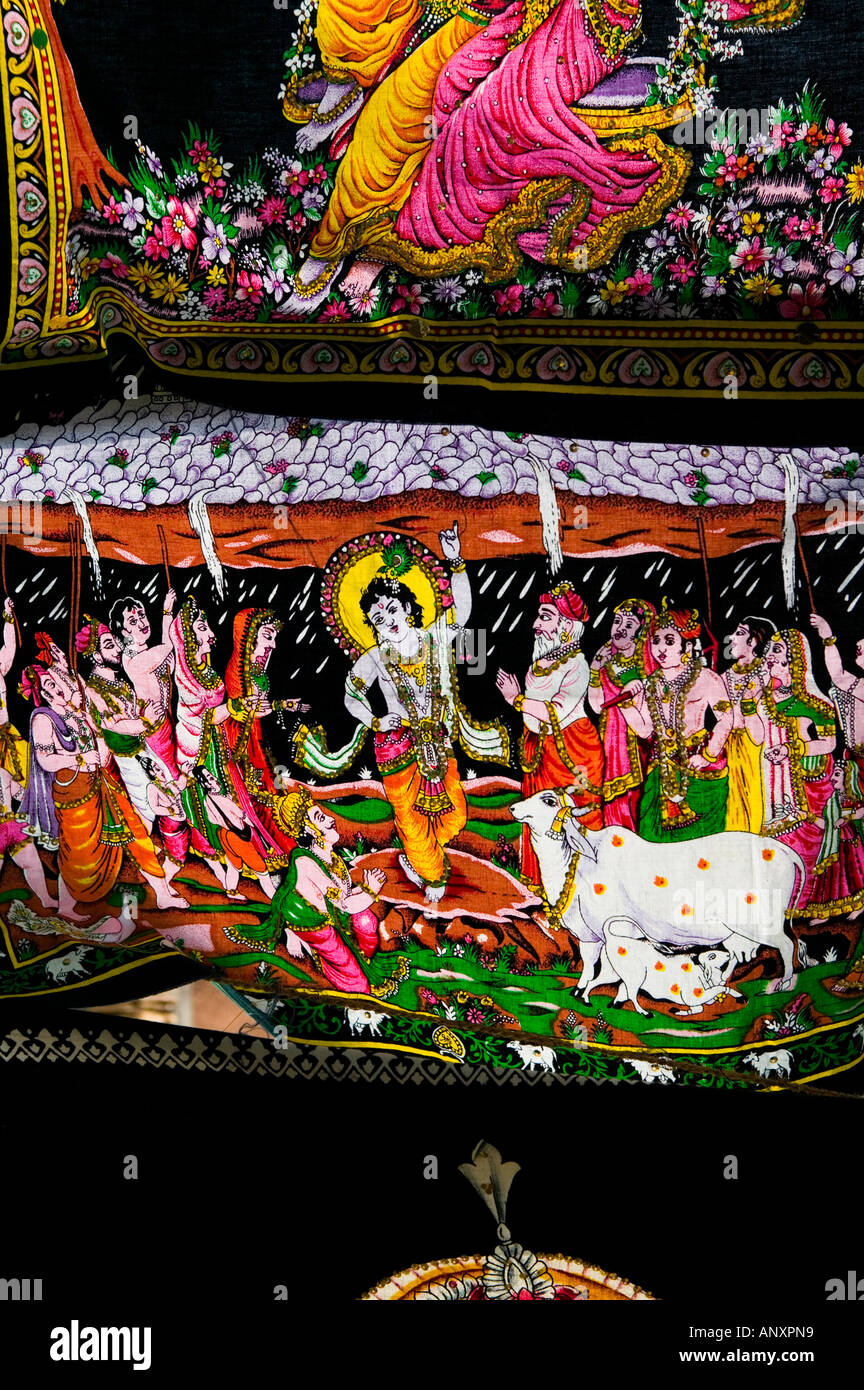 INDIA, Goa, Anjuna: Indian Patterned Fabric Stock Photo - Alamy