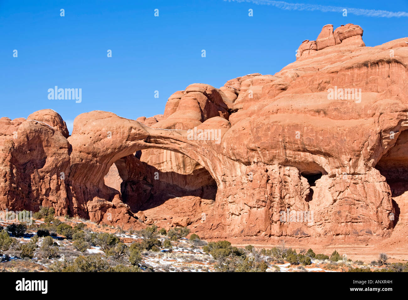 Double Arch Arches winter in Arches National Park Utah Stock Photo - Alamy