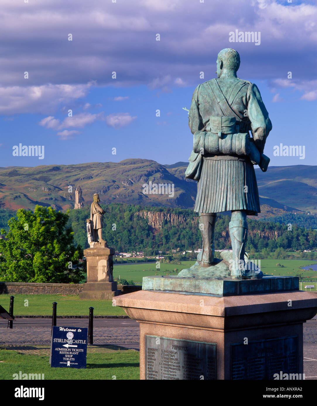 Stirling City, Scotland, UK. View from Stirling Castle esplanade ...
