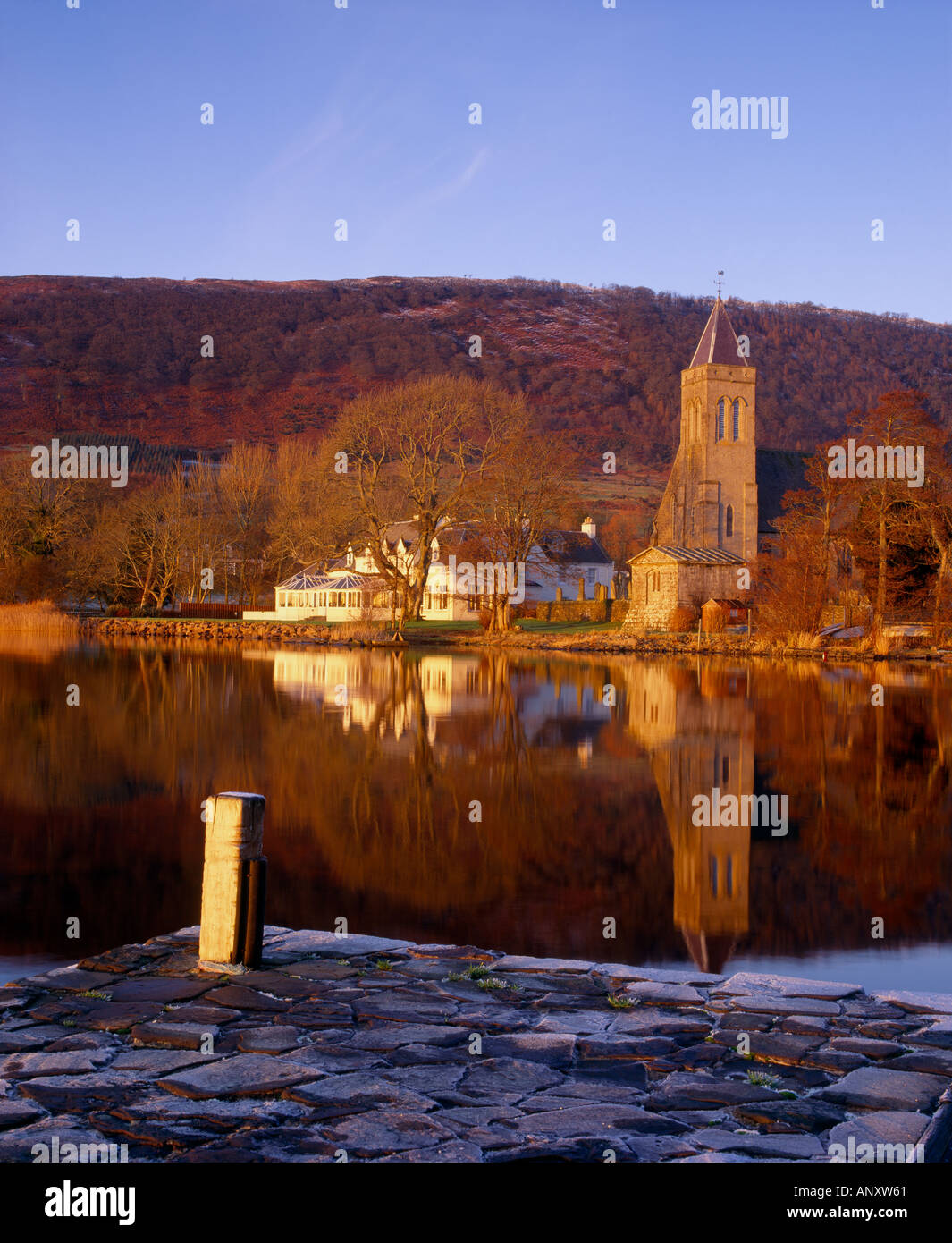 Port of Menteith, Stirling, Scotland, UK. View across the Lake of ...