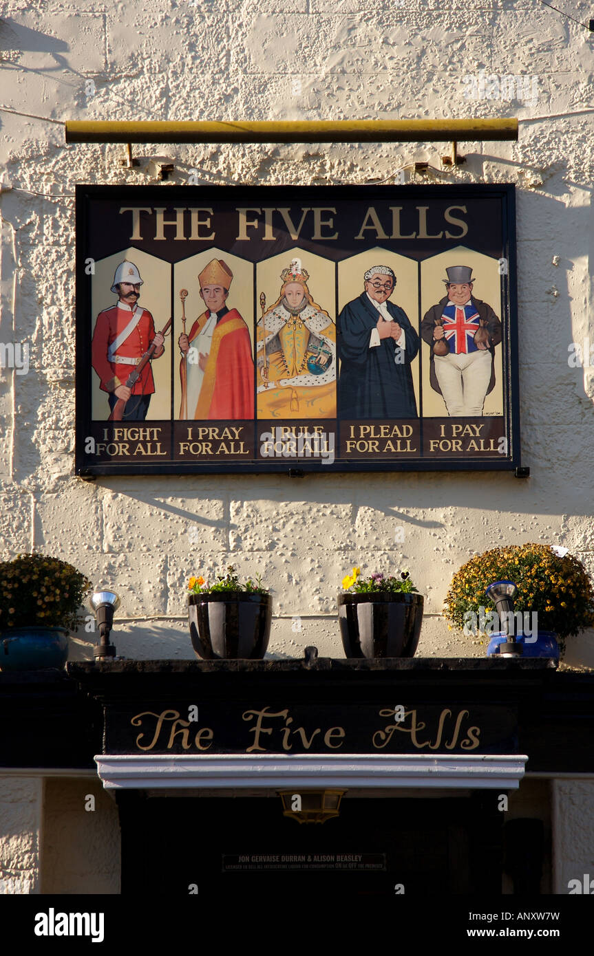 Pub Sign The Five Alls Chepstow Stock Photo - Alamy