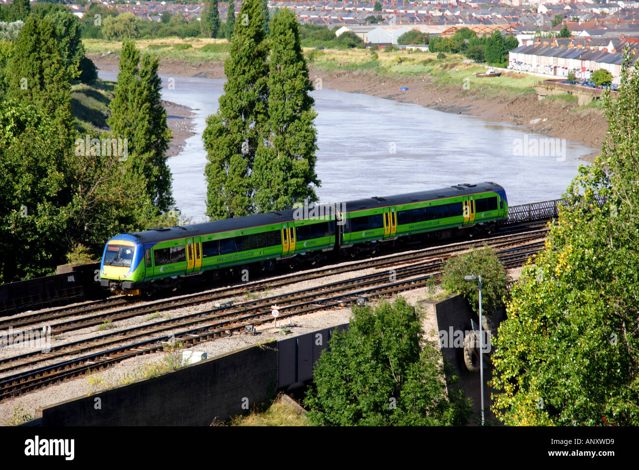 Central Train River Usk Newport South East Wales Stock Photo - Alamy