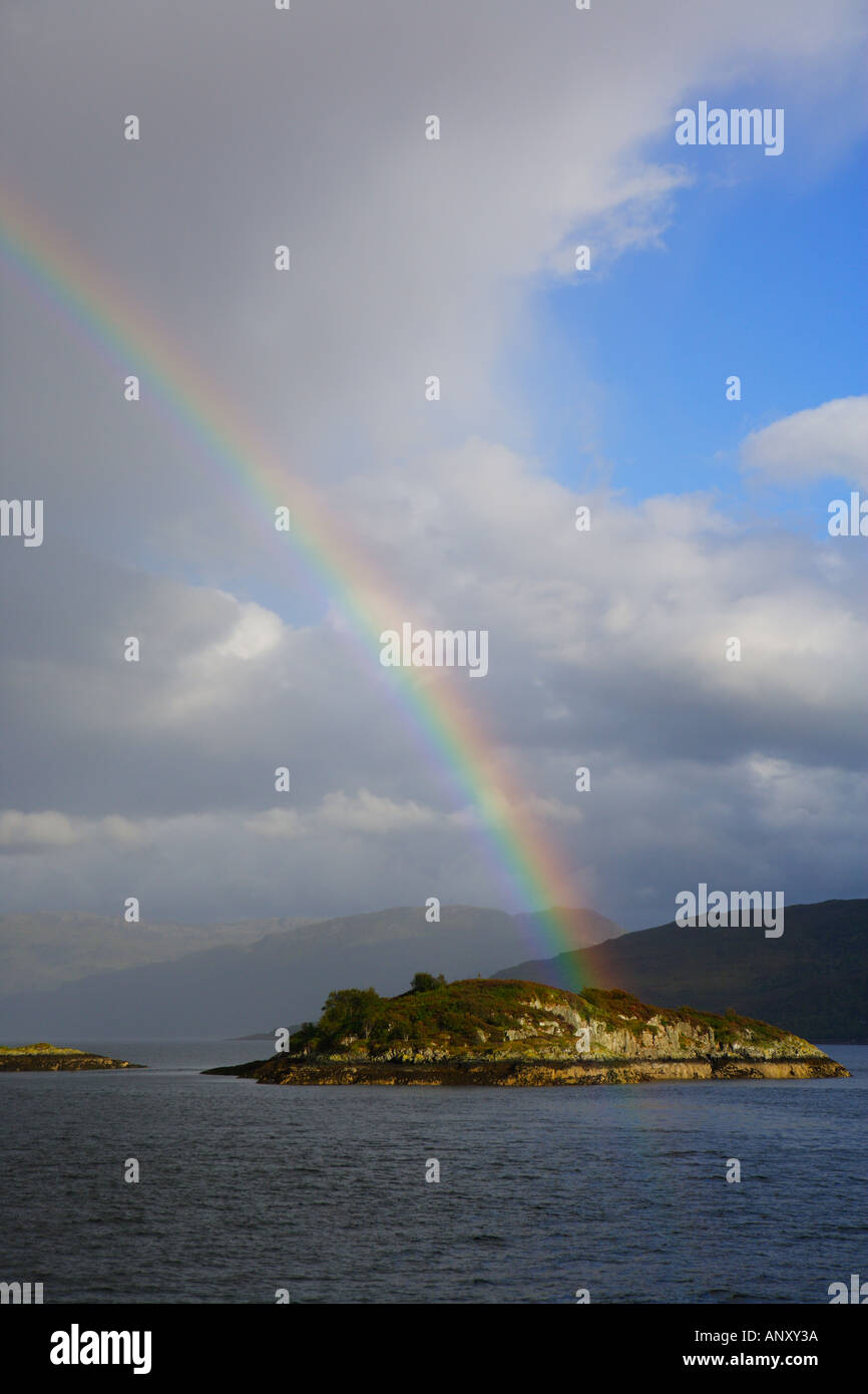 rainbow over island near Kyle of Lochalsh Isle of Skye, Scotland Stock ...