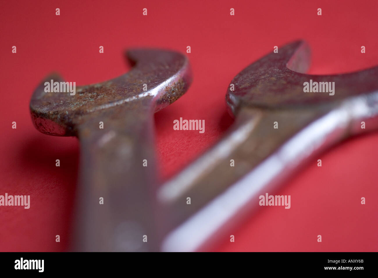 Still life of tradesmans mechanics spanner tool Stock Photo - Alamy