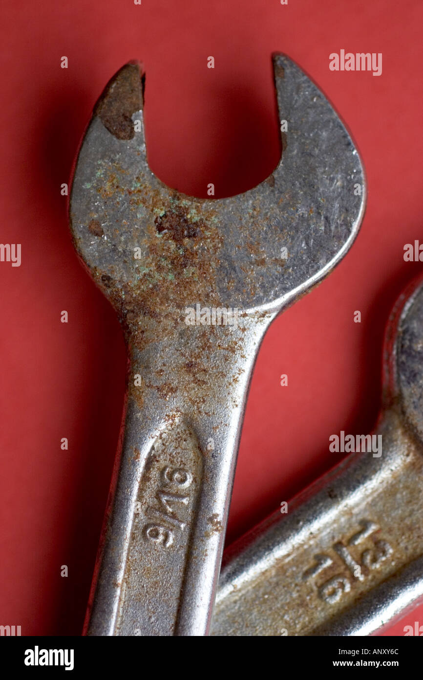 Still life of tradesmans mechanics spanner tool Stock Photo - Alamy