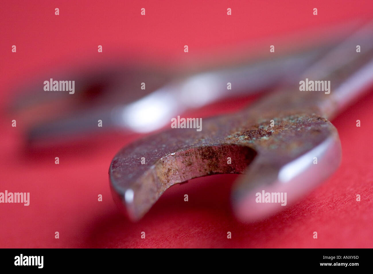 Still life of tradesmans mechanics spanner tool Stock Photo - Alamy
