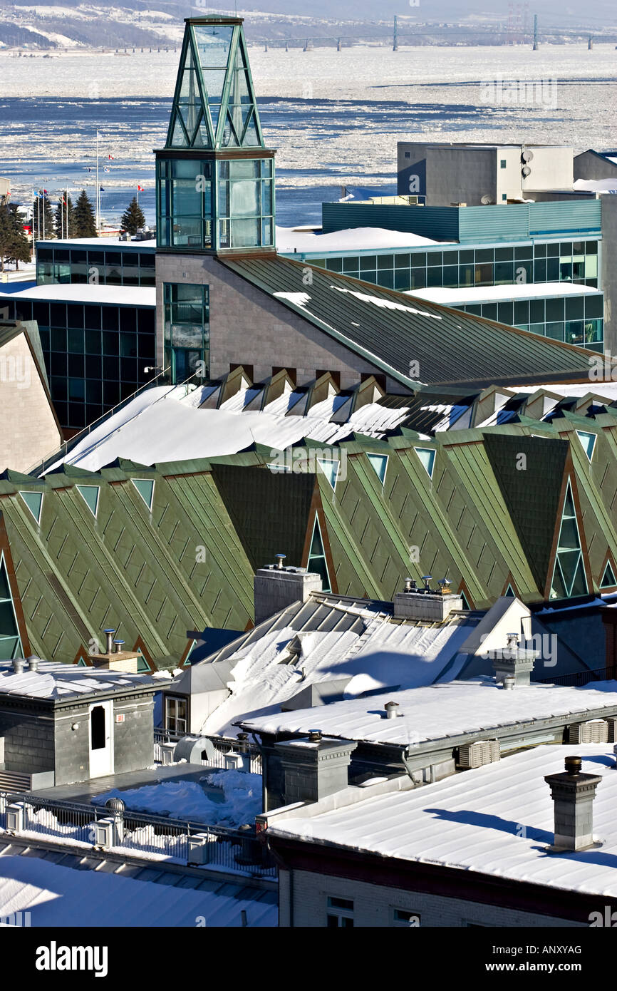 The Musee de la Civilisation museum roof covered in snow Stock Photo ...