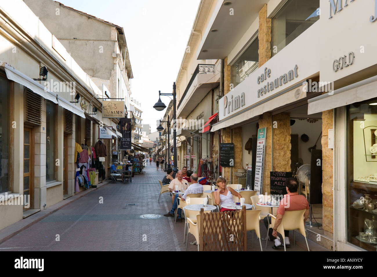 Shops and Cafe on Agiou Andreou Street in the Old Town, Limassol, South ...