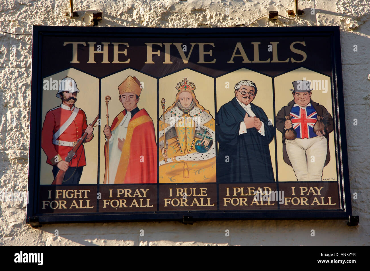 Pub Sign The Five Alls Chepstow Stock Photo - Alamy