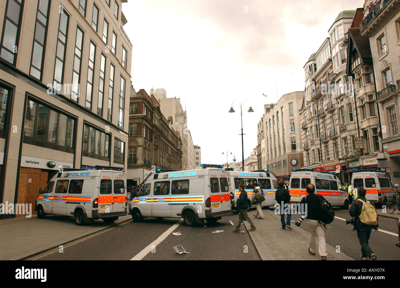 Police vehicles forming blockade in the Strand, London, UK Stock Photo ...