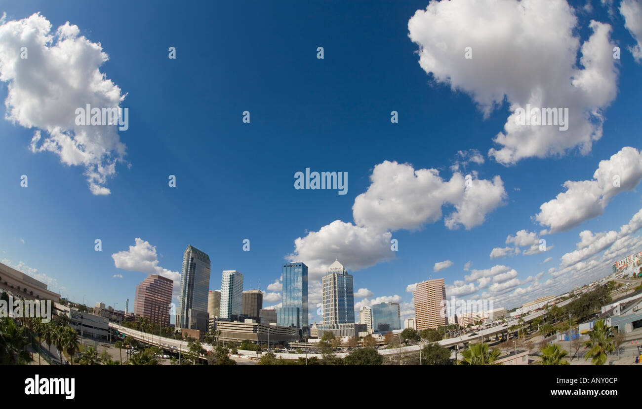 Tall buildings on Tampa Florida skyline taken with a fisheye lens Stock ...