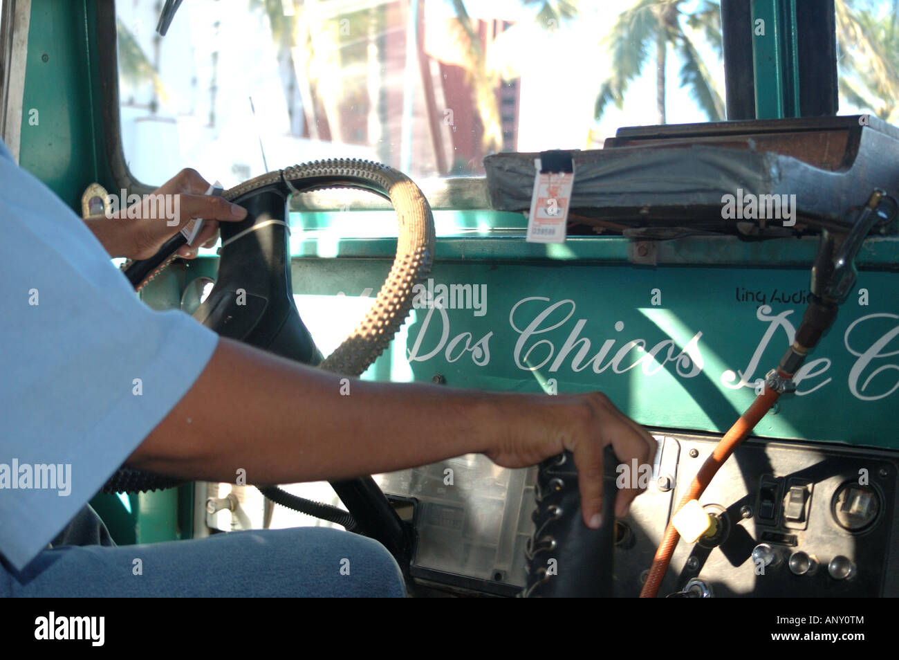 Bus ride Puerto Vallarta Mexico bus driver Stock Photo - Alamy