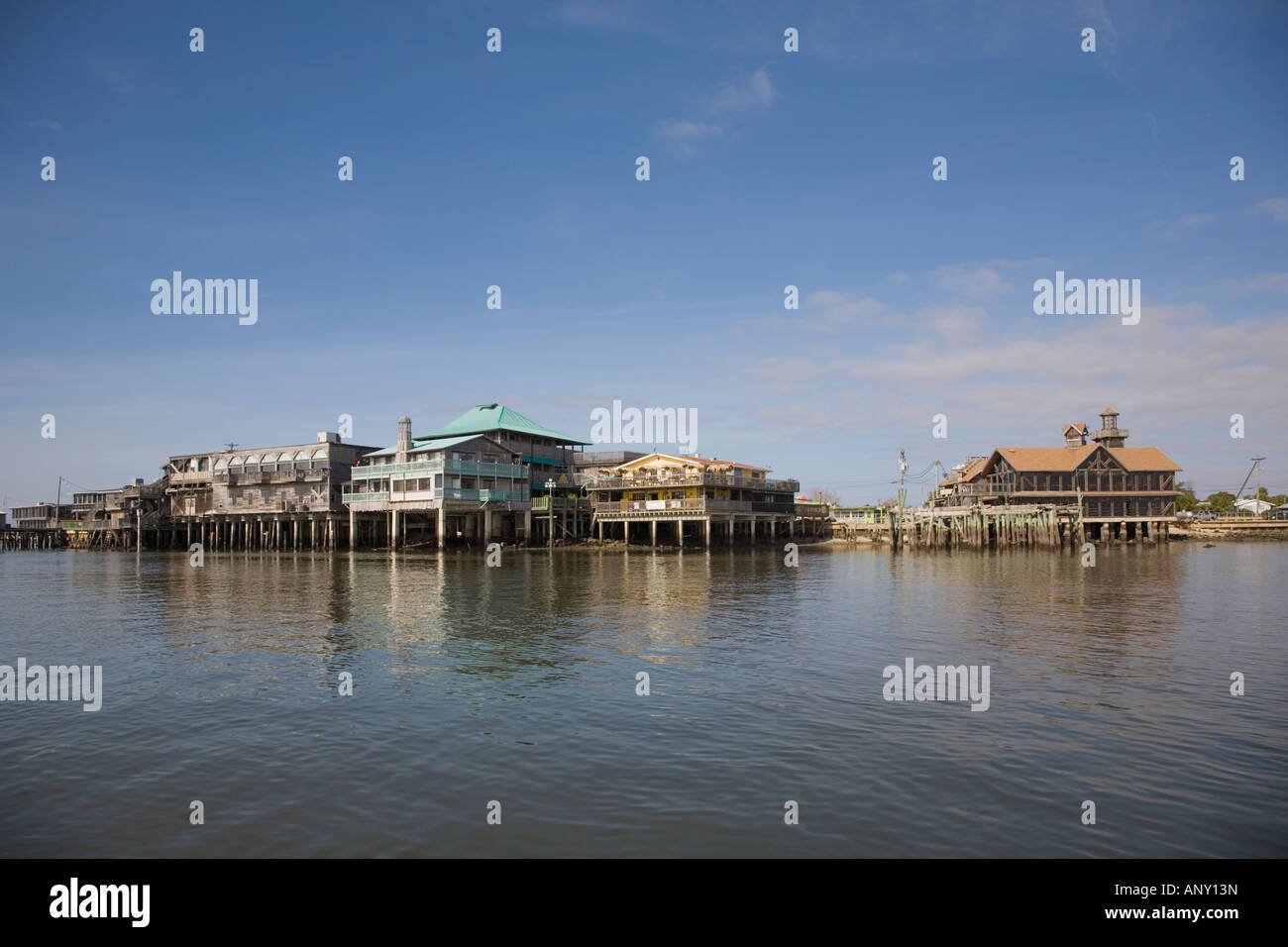 Waterfront buildings on Dock Street from the Gulf of Mexico on Cedar ...