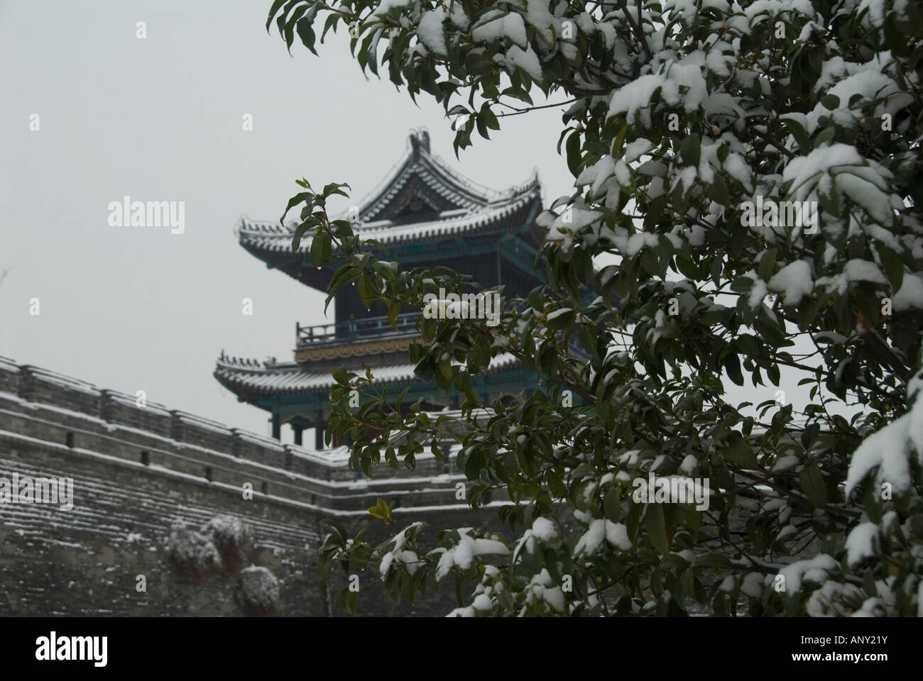 tower and wall in hubei, China winter Stock Photo - Alamy