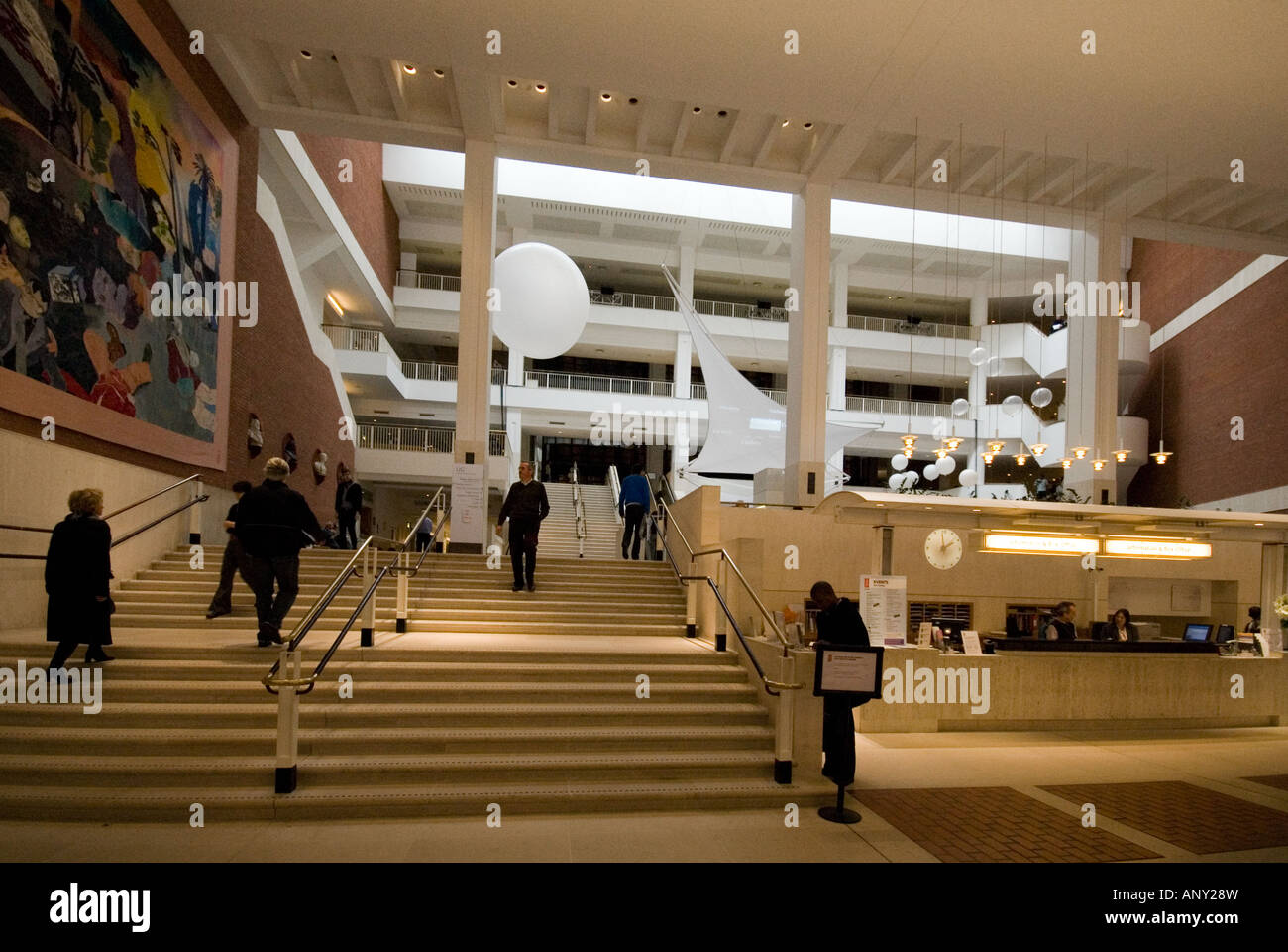 British Library entrance information desk and stairs London Stock Photo ...