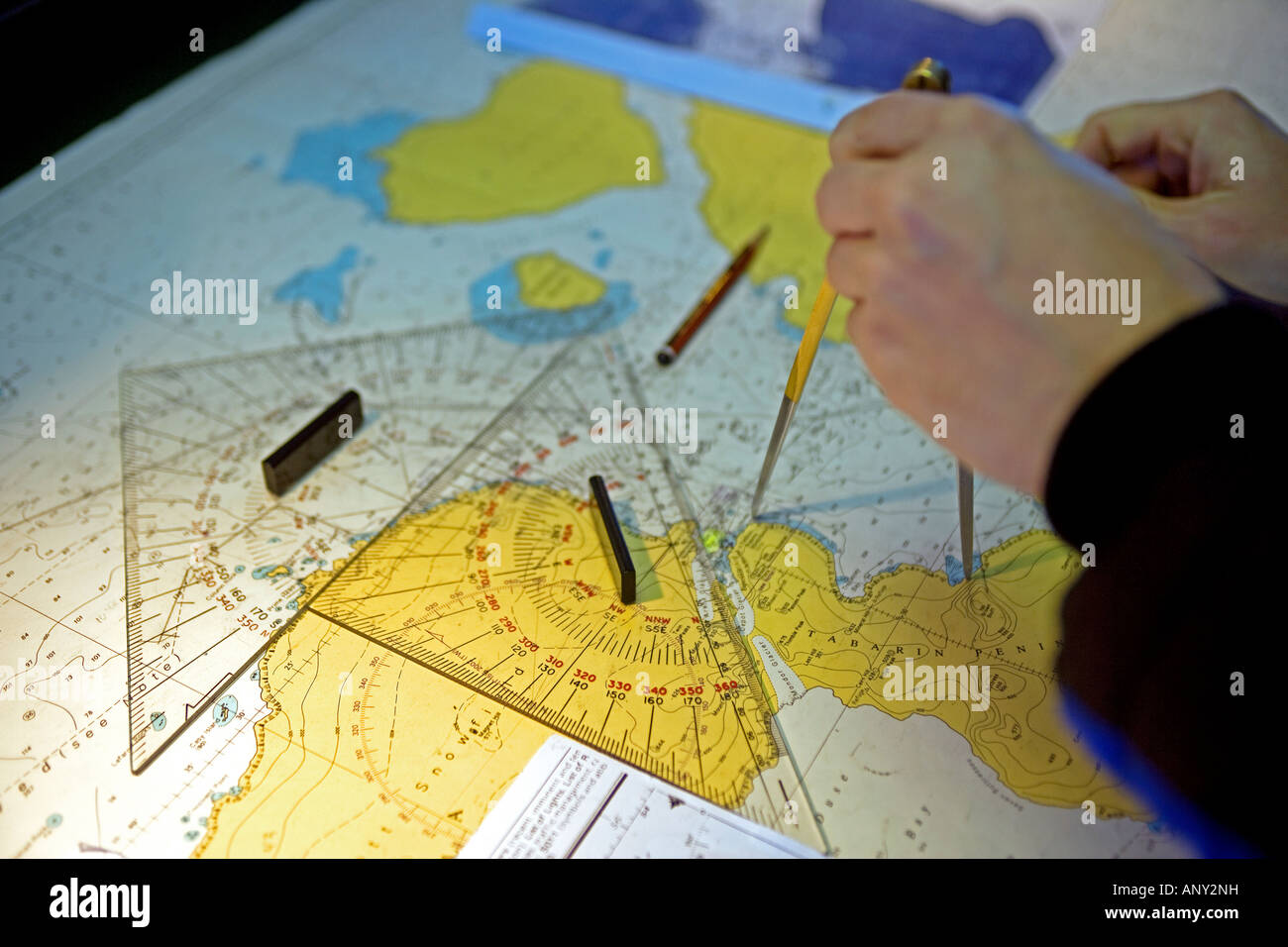 Antarctica, Antarctic Peninsula. The chart room on the bridge of the ...