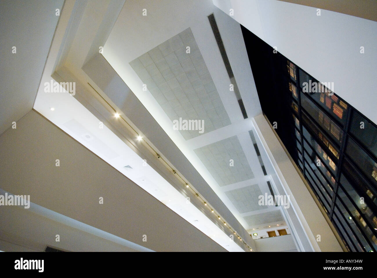 British Library white wall and bookcase London Stock Photo - Alamy