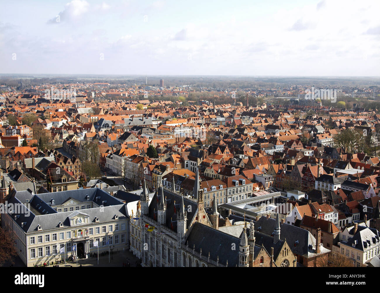 Belgium, Bruges. View of the city from the Belfry tower which is 83 ...