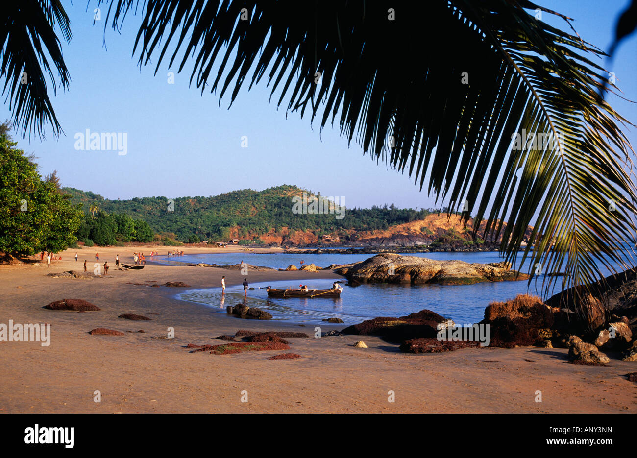 India, Karwa District, Gokarna. Om Beach - one of several beaches ...