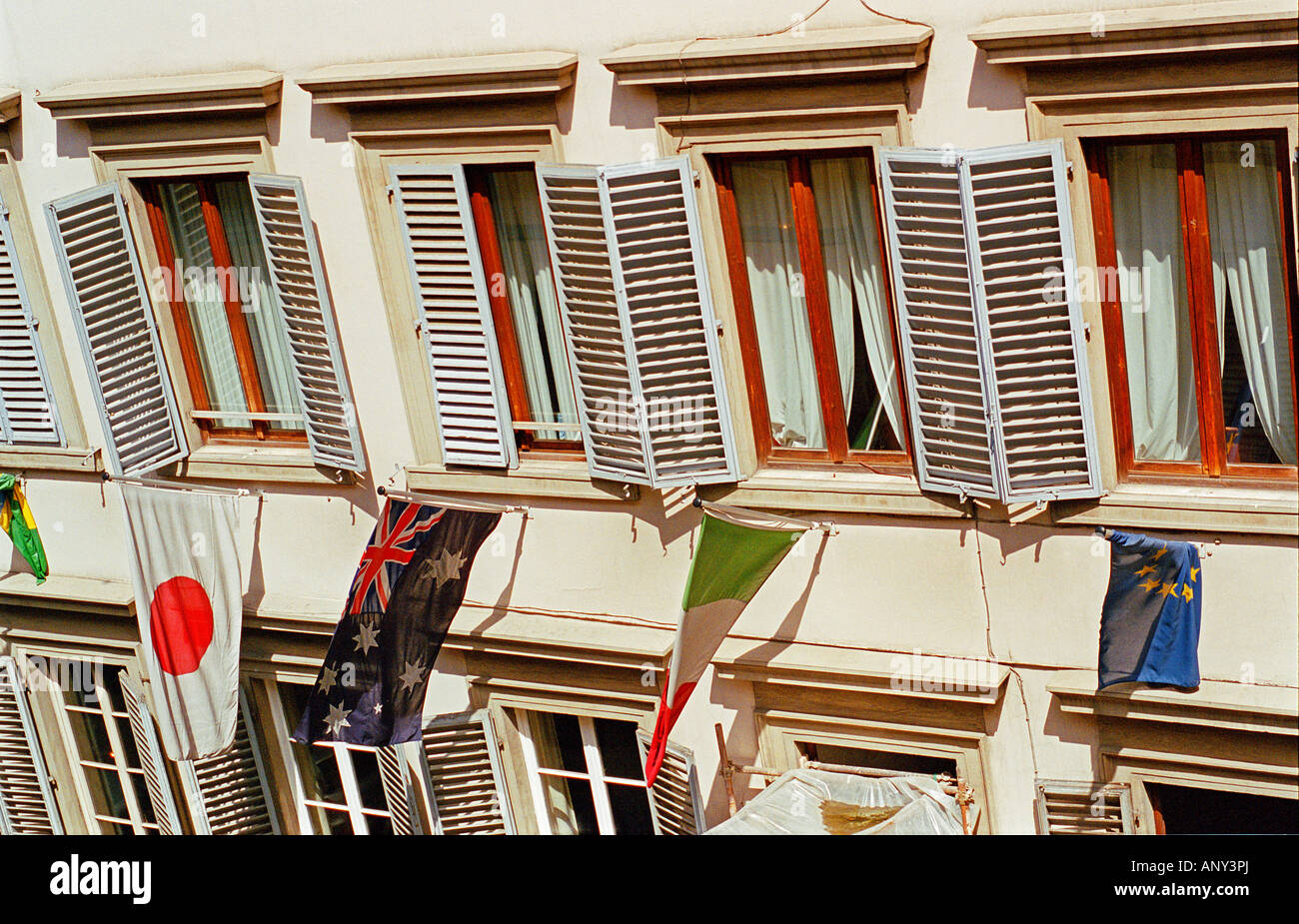 Flags hanging outside hi-res stock photography and images - Alamy