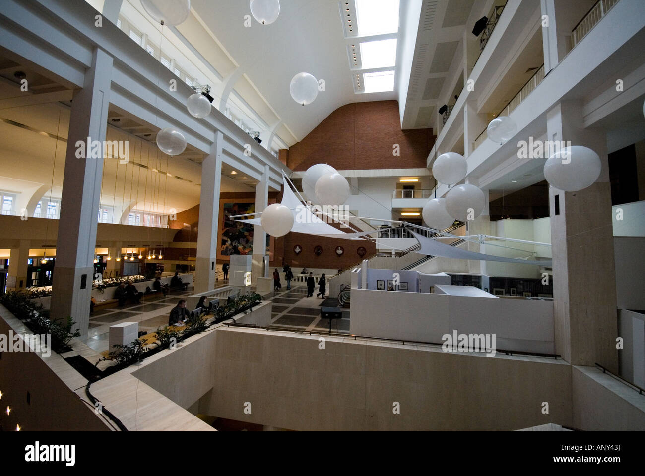 British Library white balloons inside London Stock Photo - Alamy
