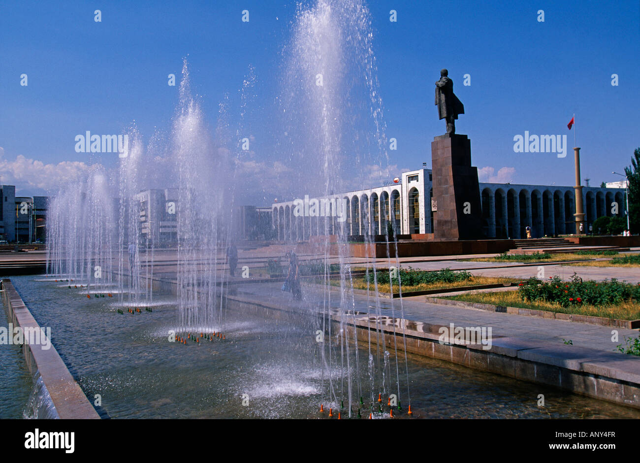Kyrgyzstan, Bishkek. Statue of Lenin in Ala-too Square. Originally ...