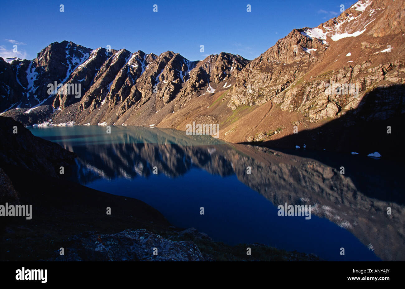 Kyrgyzstan, Karakol. Ala Kul Lake, a high altitude lake (3,523 m). This ...
